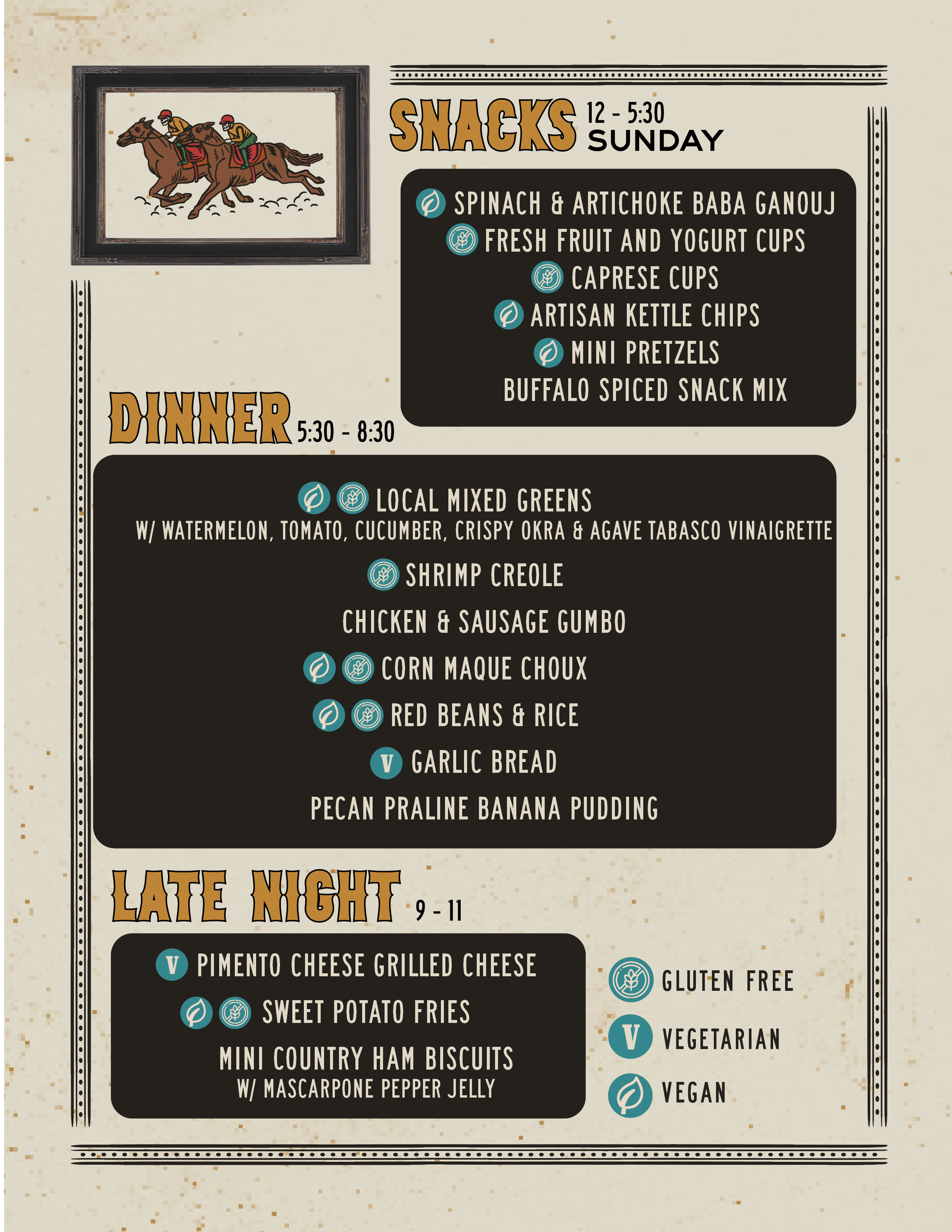 Cabana Food Menus – Railbird Information